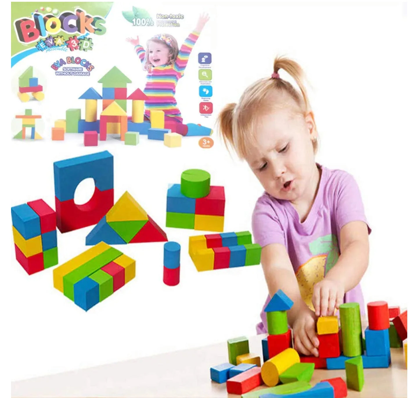 Foam Building Blocks for Kids (30 Pcs) Creative Educational Gift Plays ...