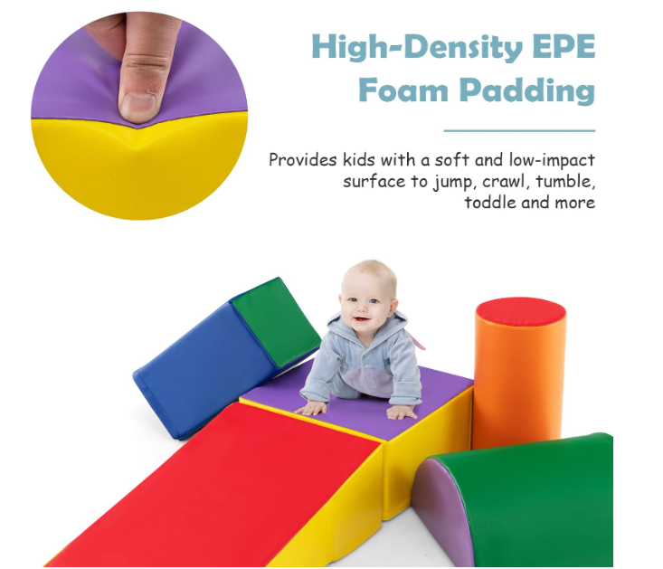 Crawl and Climb Foam Play Set, 5 Piece Lightweight Colorful Fun Activi ...